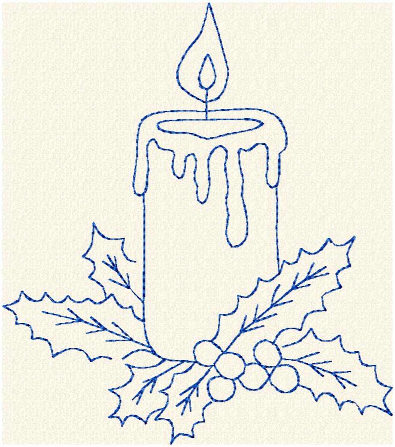 5x7 Christmas Redwork Machine Embroidery Candle - Etsy