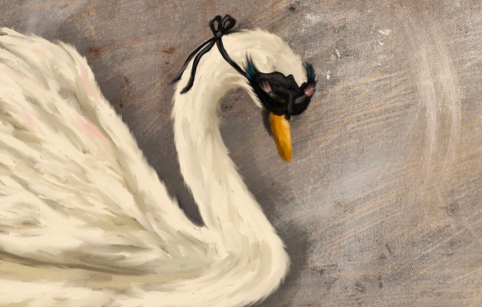 SWAN MASQUERADE Whimsical Swan Wearing a Mask With a Gray - Etsy