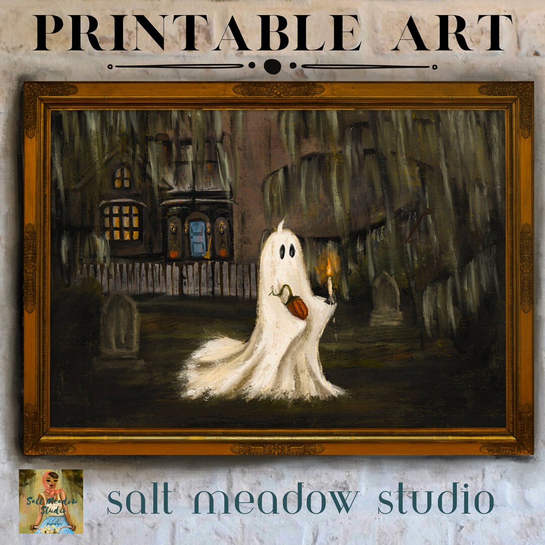 A Halloween Stroll ~ Ghost Art Prints ~ PRINTABLE Cute Ghost Art ...