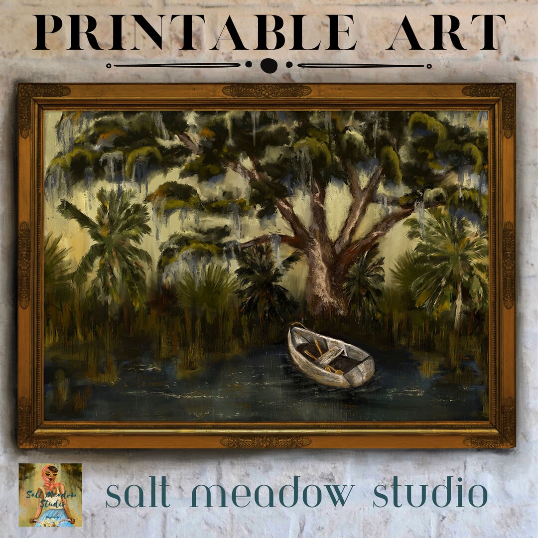 Afternoon in the Marsh ~ PRINTABLE Wall Art ~ Marsh Landscape Art ~ Low ...