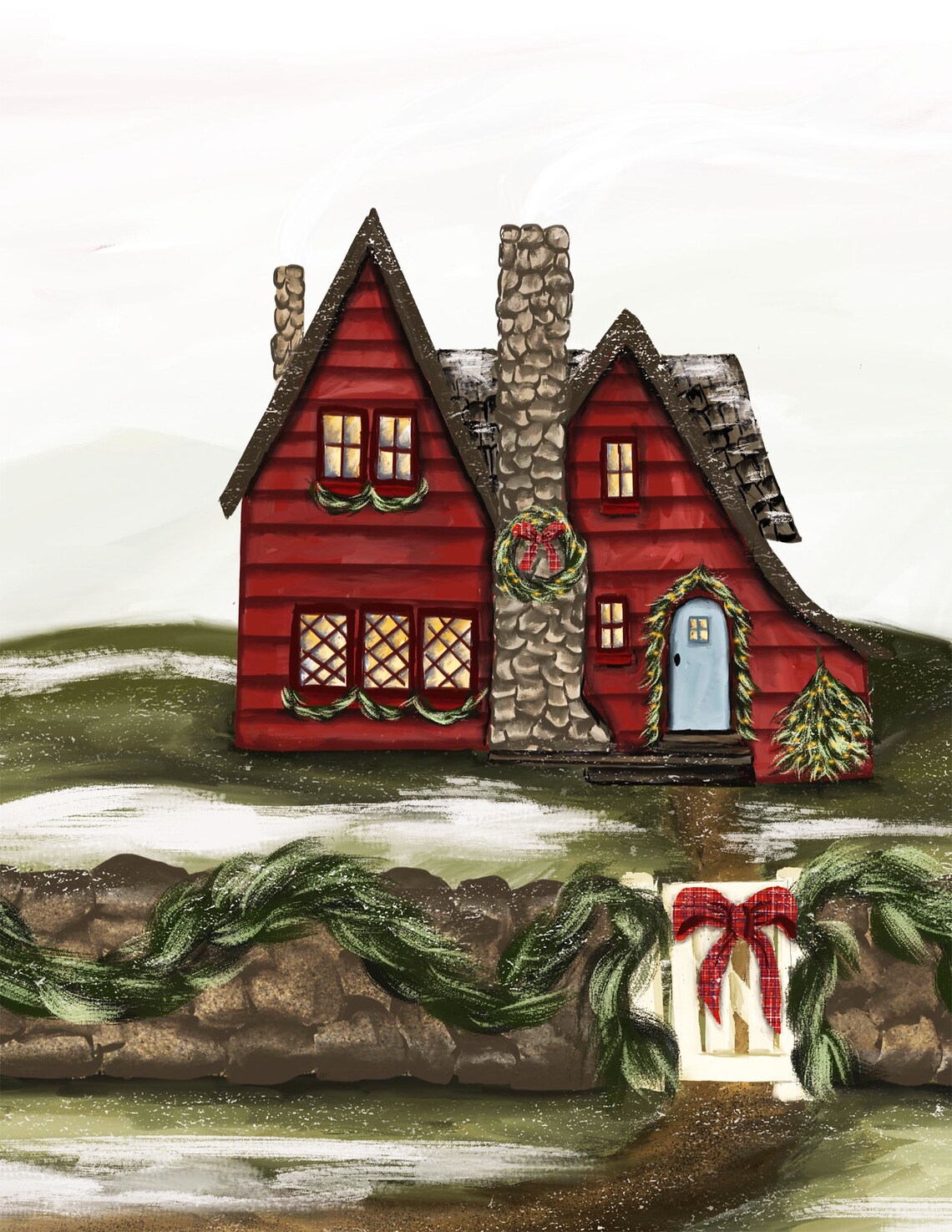 Christmas Cottage Decor PRINTABLE Christmas Art Christmas - Etsy