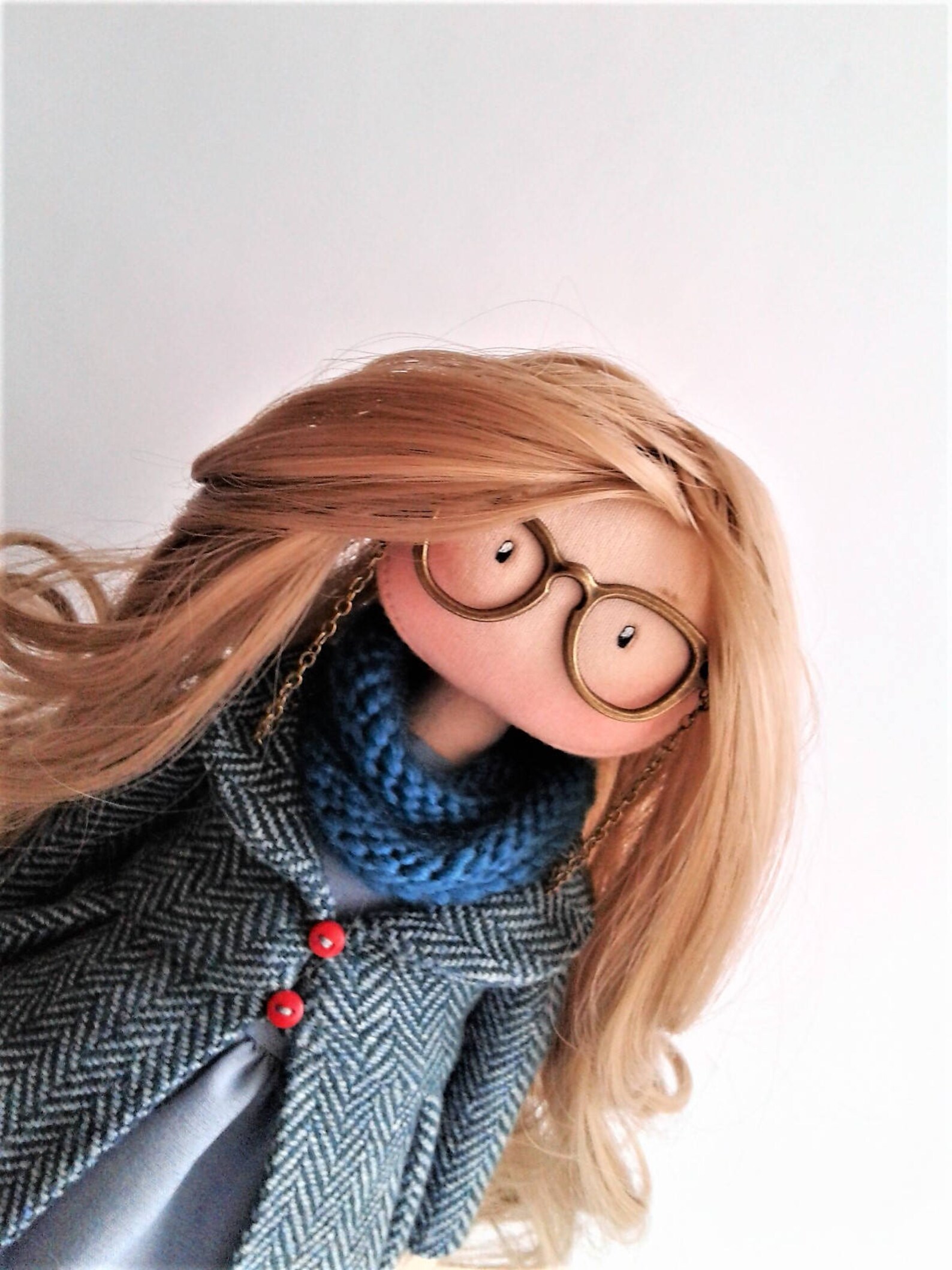 Textile Doll. Tilda Doll. Textile Doll in a Blue Dress. Cotton Toy ...