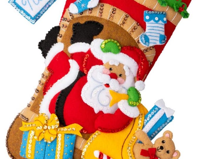 Fireplace Folly Bucilla Felt Christmas Stocking, Finished, Holiday ...