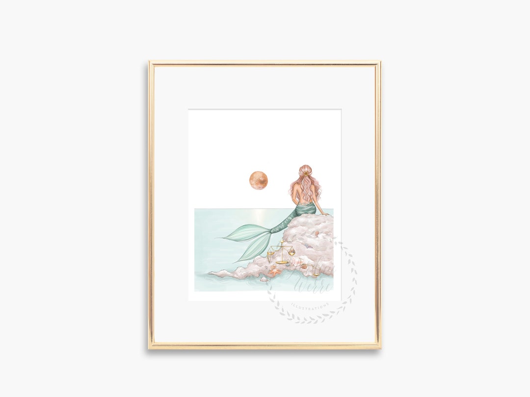 Libra Mermaid | Zodiac Mermaid Collection | Astrology Art - Etsy