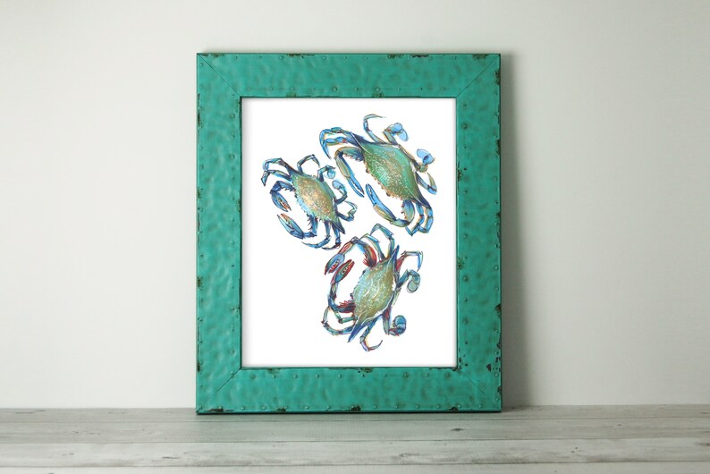Maryland Blue Crab Cluster Art Print: Coastal Wall Decor - Etsy
