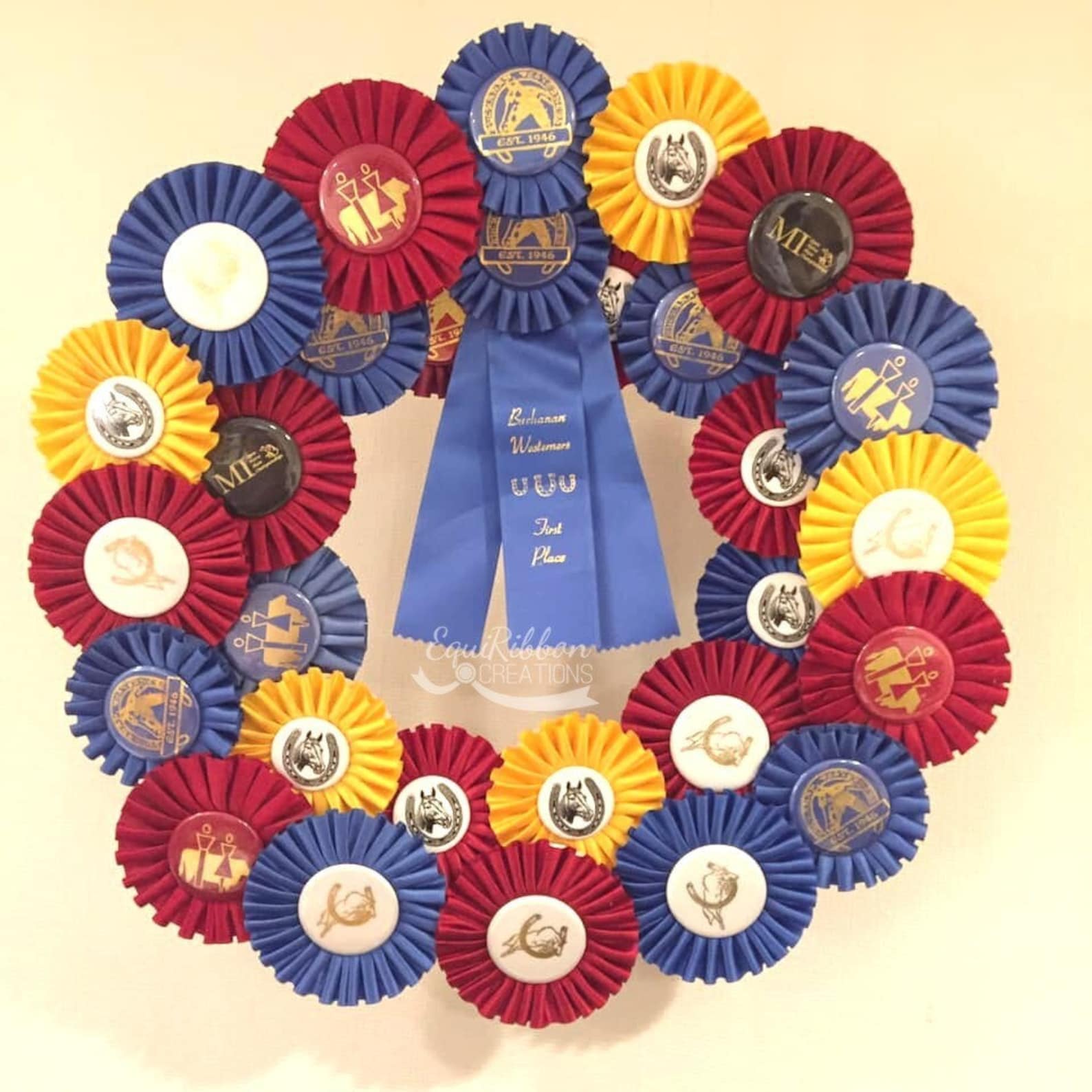 Horse Show Ribbon Wreath - Rosette Wreath - Ribbon Wreath - Dog Show ...