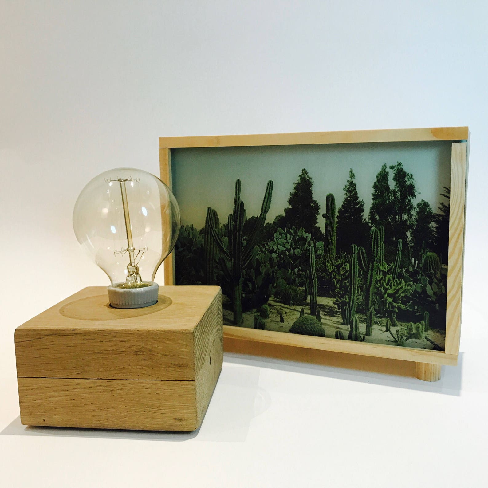 Natural Wood Lightbox With Warm Light. Handcrafted Artisanal Design ...