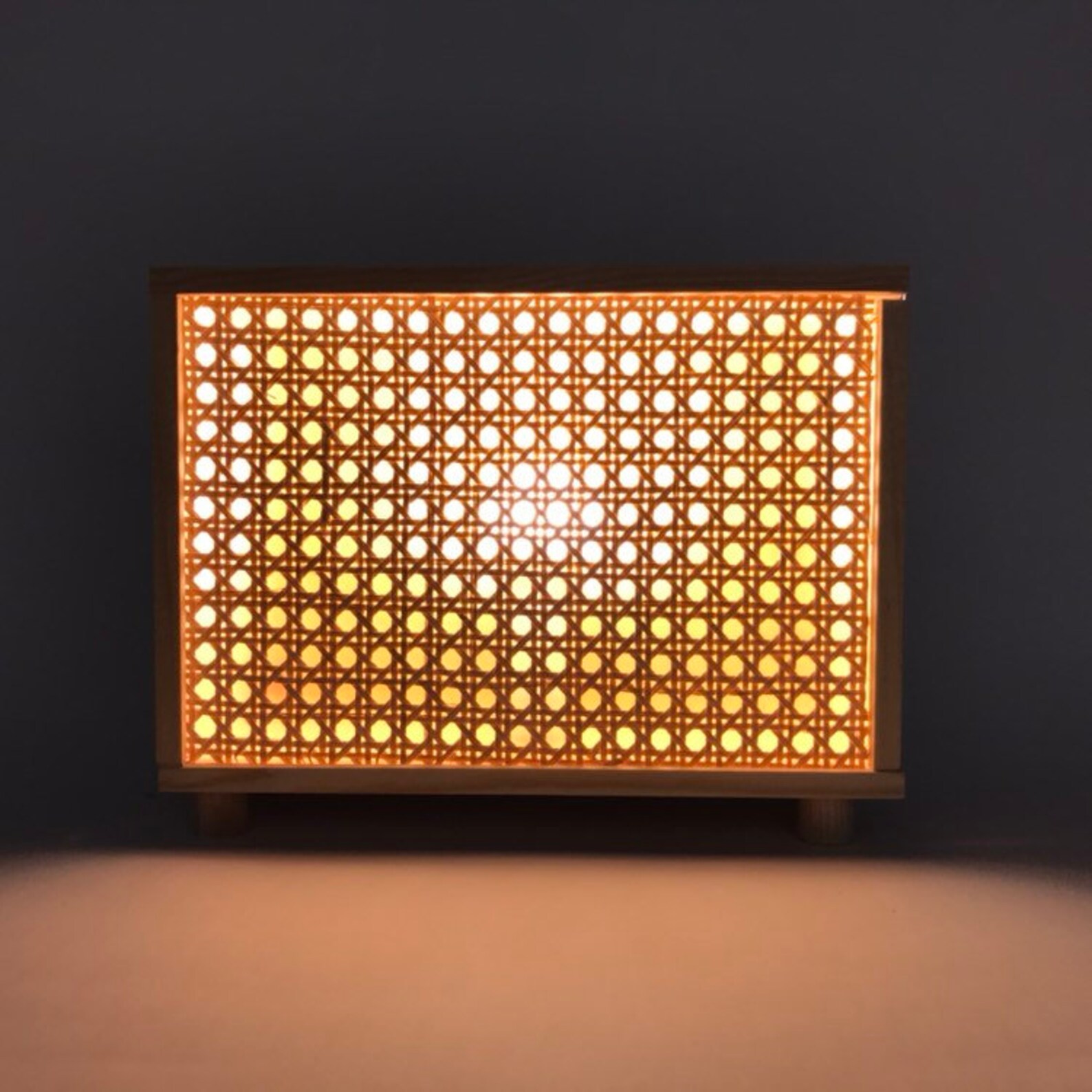 Wooden Handmade Lamp, Special Present, Rattan Light Box, Cannage ...