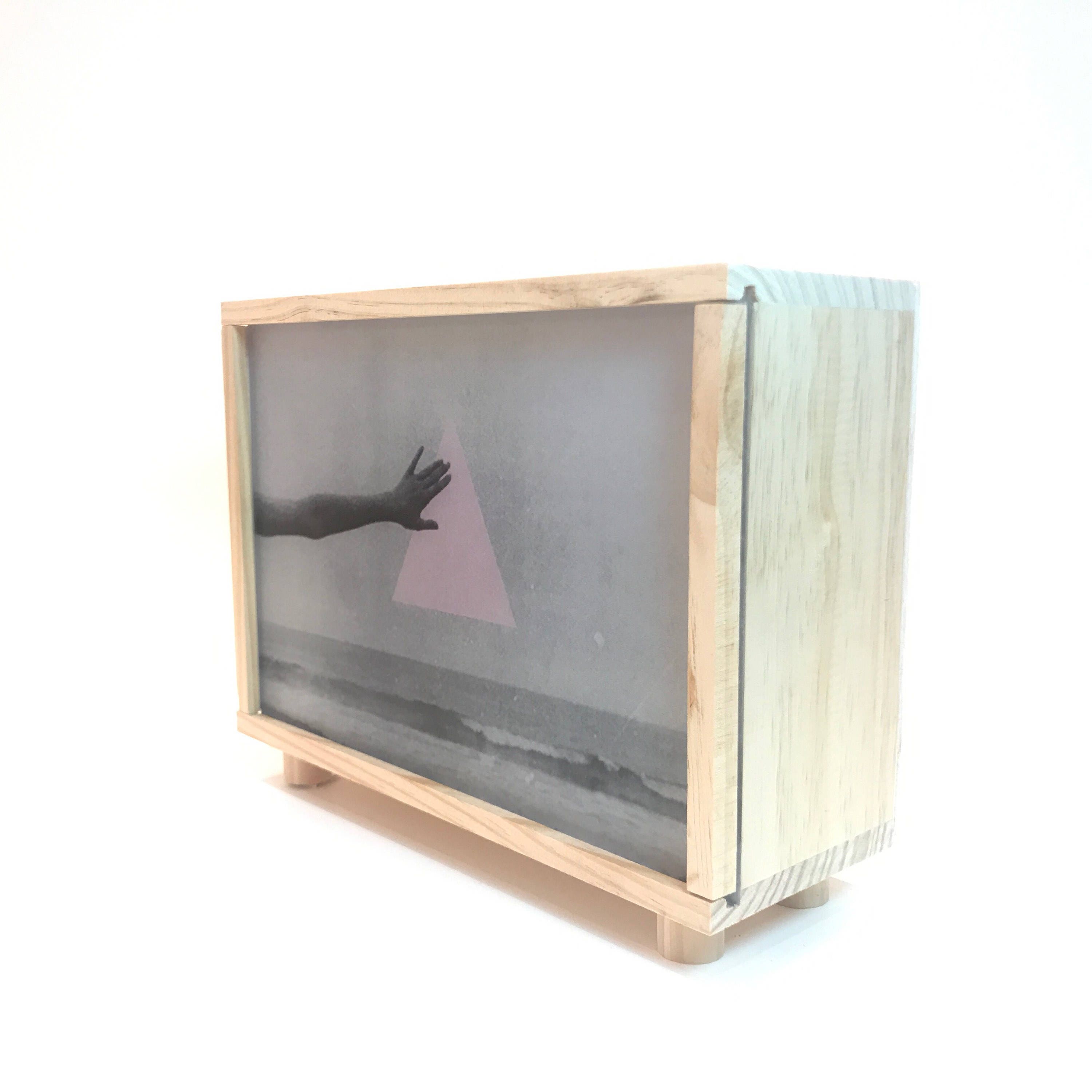 Original Sea Collage in Pinewood Light Box Night Light Box | Etsy