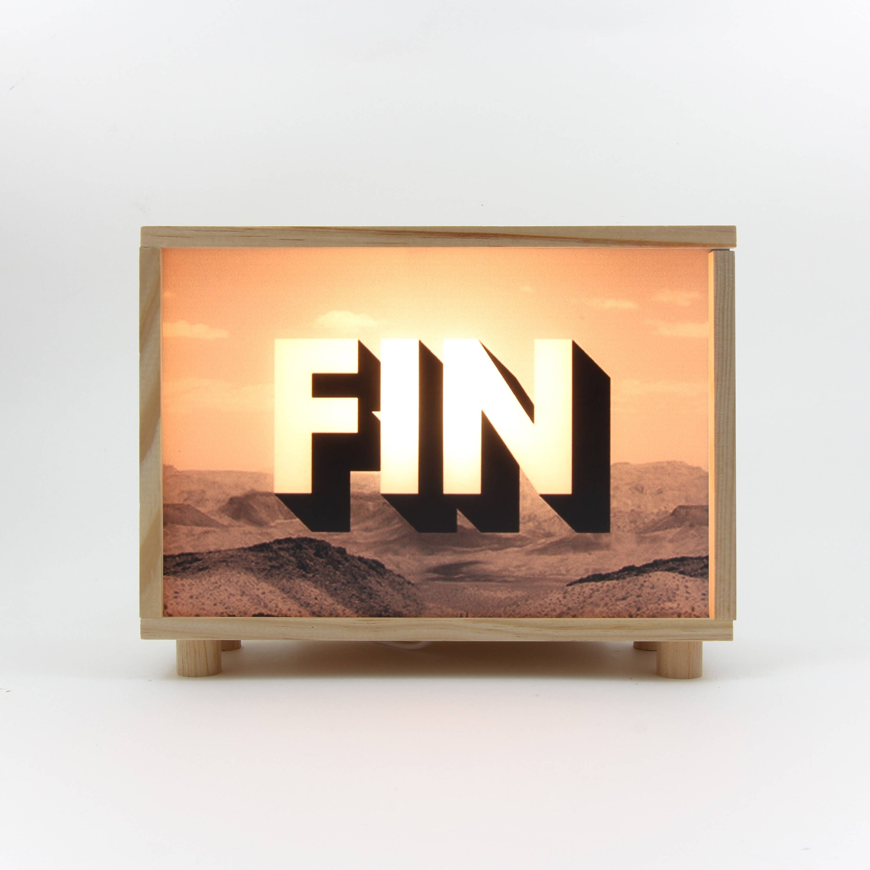Fin Collage in Pinewood Light Box, Beautiful Warm Light in Wooden Lamp ...