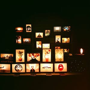 Original Sea Collage in Pinewood Light Box, Night Light Box, Led Lamp ...