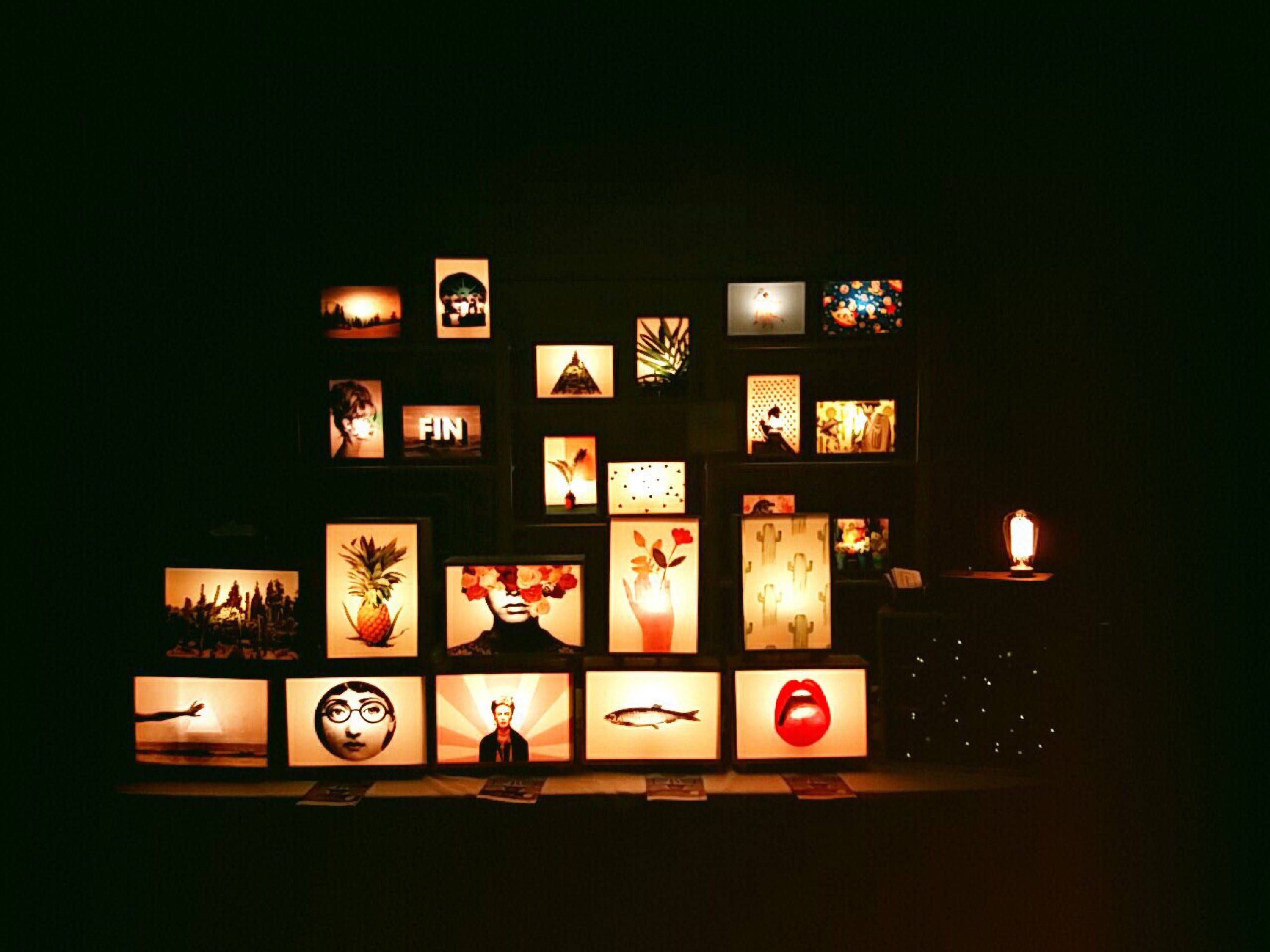 Original Sea Collage in Pinewood Light Box Night Light Box | Etsy