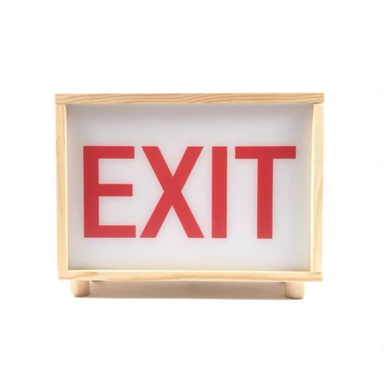 Exit Sign Lightbox, Exit Frame in Pinewood Light Box, Wooden Led Lamp ...