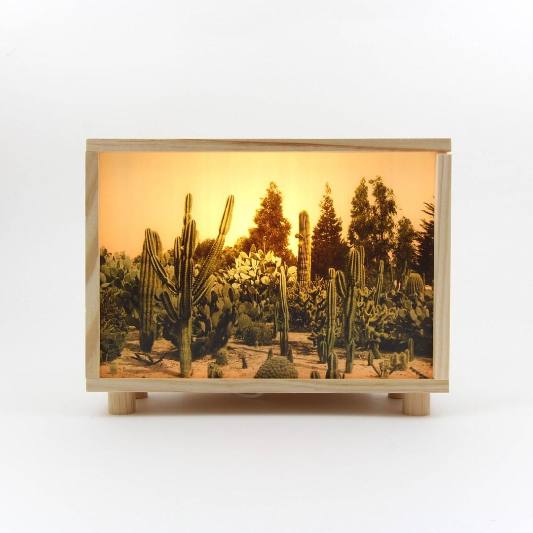 Natural Wood Lightbox With Warm Light. Handcrafted Artisanal Design ...