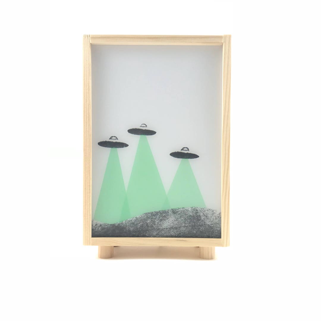 Light Box, Original Gift, Ufo Collage in Wooden Light Box, Pinewood ...