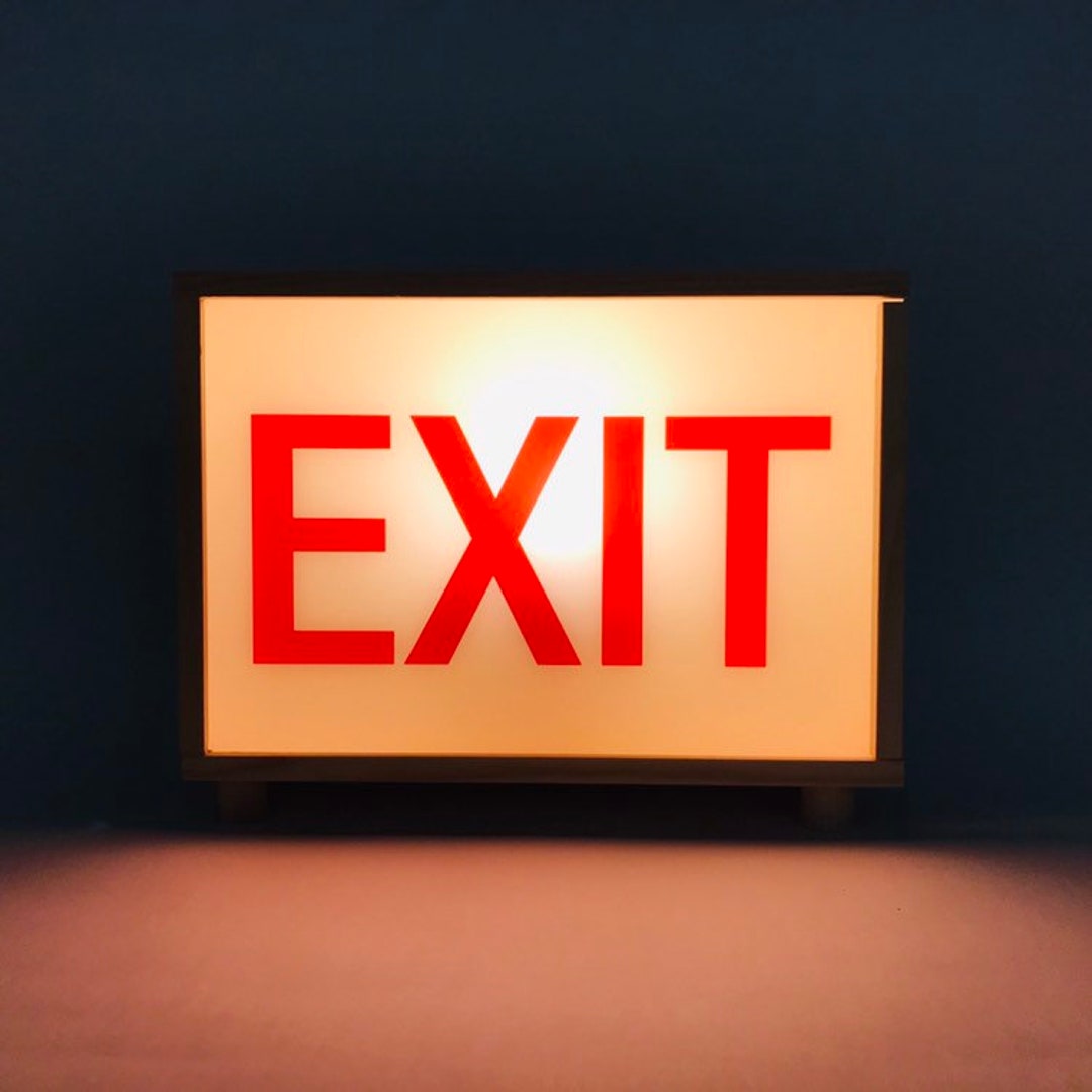 Exit Sign Lightbox, Exit Frame in Pinewood Light Box, Wooden Led Lamp ...