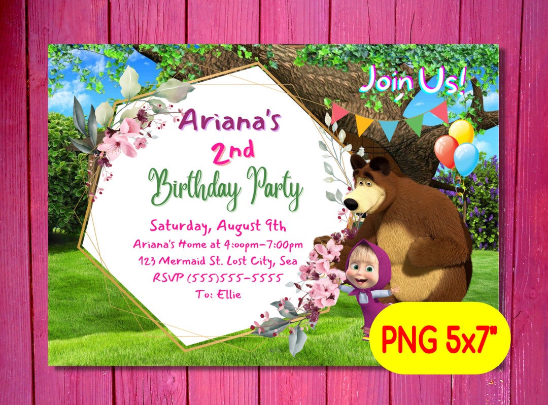 Masha and the Bear Birthday Card Masha Birthday Card Masha - Etsy Canada