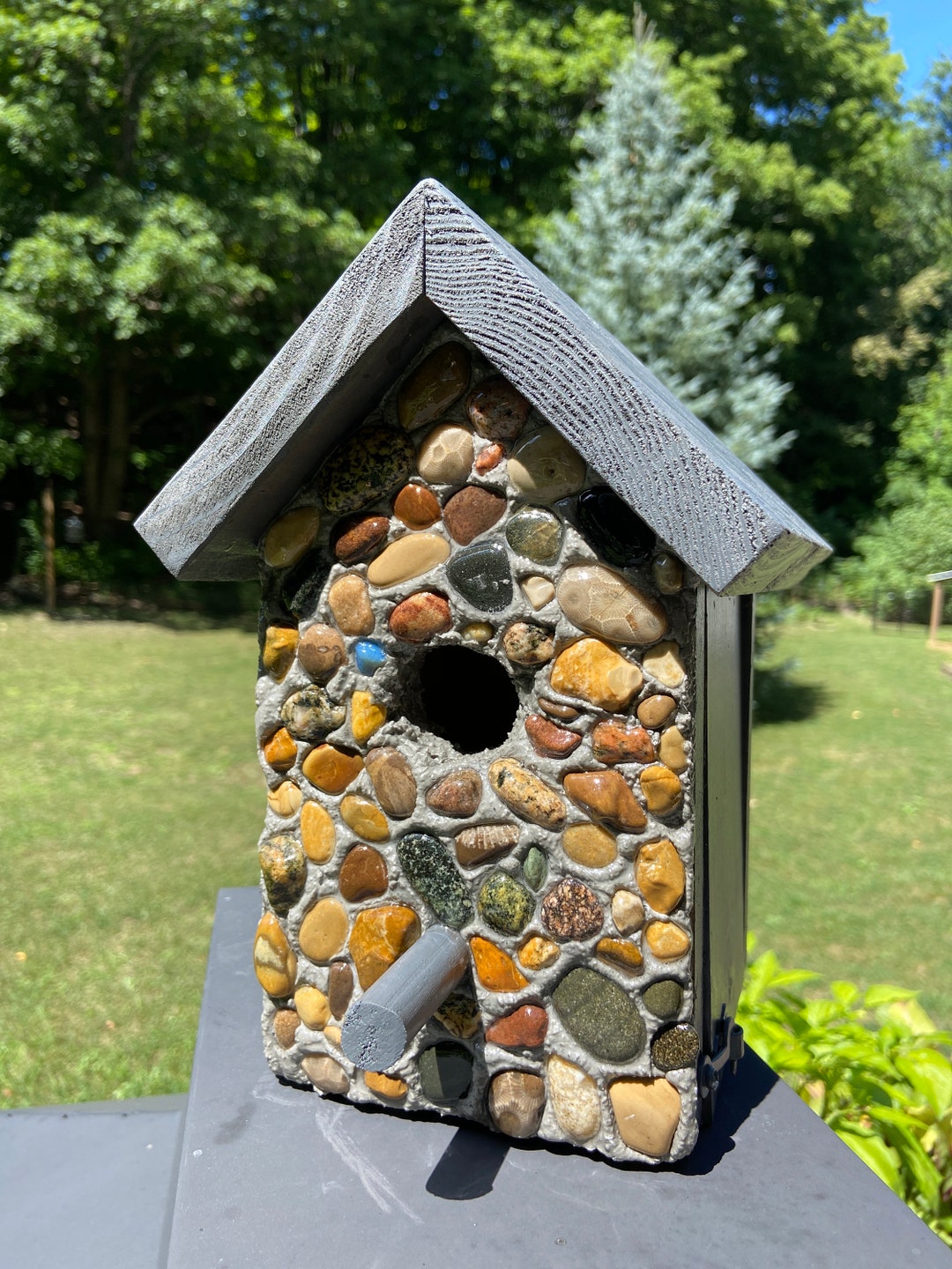 Birdhouse Rock/ Stone Bluebird Chickadee Ect..made From - Etsy