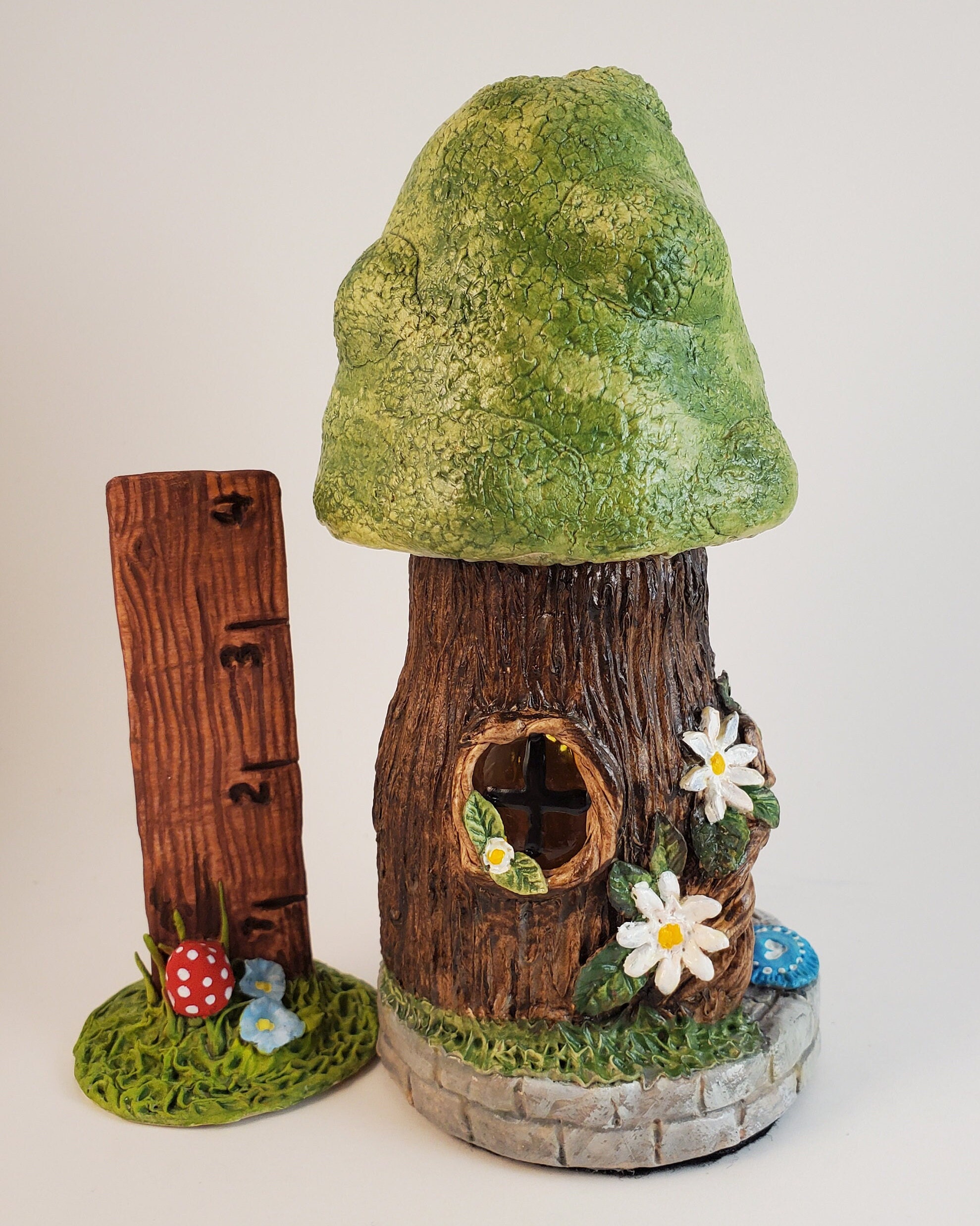 Tiny Tree Fairy House With a Purple Door and Pretty Daisies. A Perfect ...