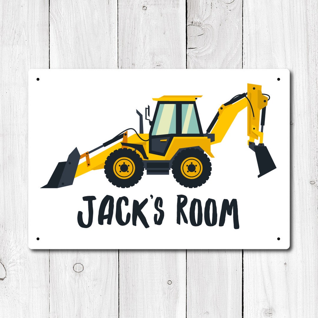 Personalised Digger Metal Door Sign - Etsy