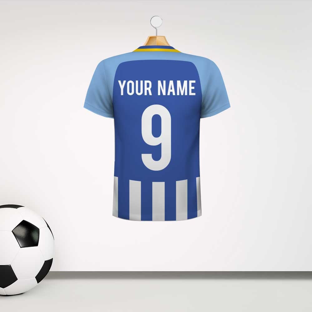 Personalised Blue and Light Blue Football Shirt Wall Sticker - Etsy