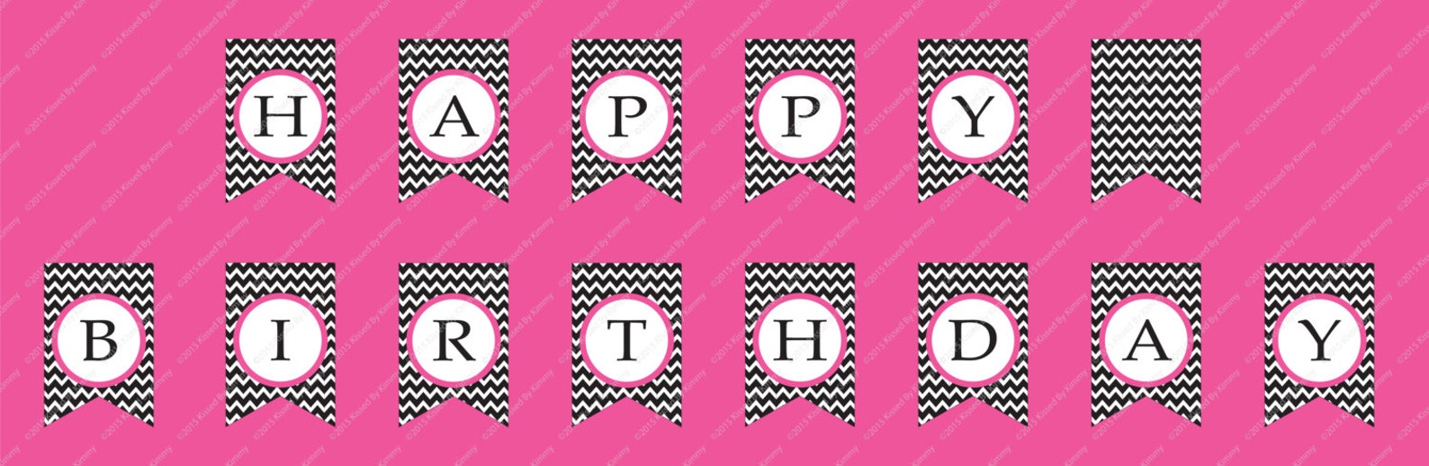 75% off SALE- Pink and Black HAPPY BIRTHDAY Banner - Printable Birthday ...