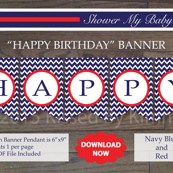 Navy and Red Chevron - Etsy