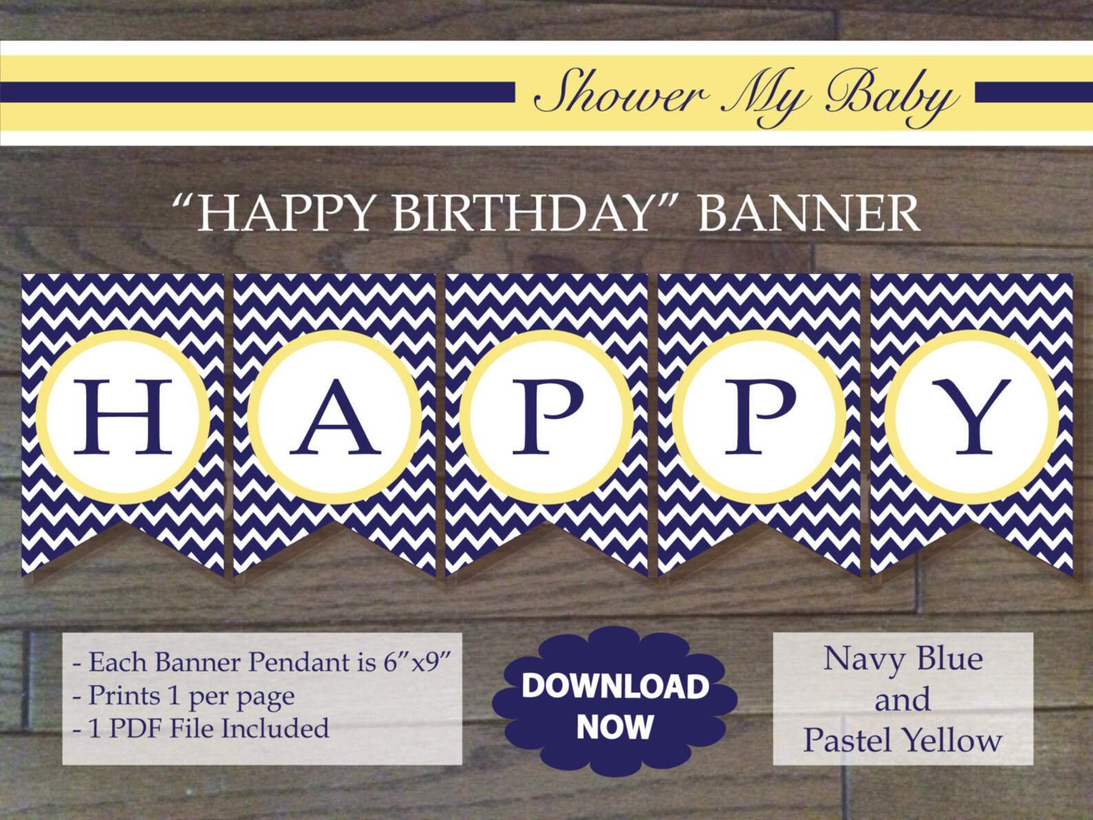 Nautical Banner Printable HAPPY BIRTHDAY Banner Navy Blue - Etsy