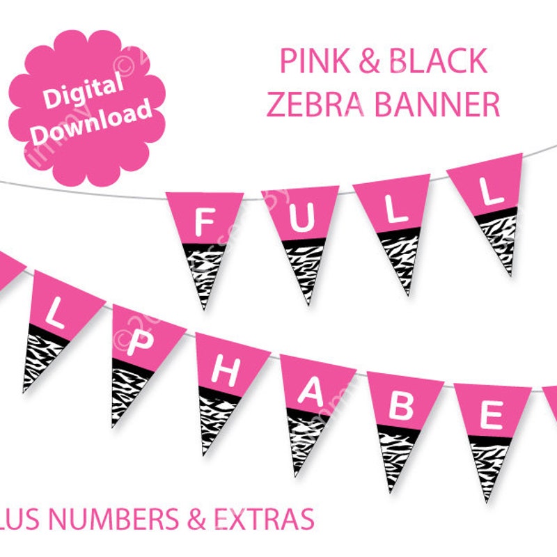 Pink Zebra Banner - Etsy