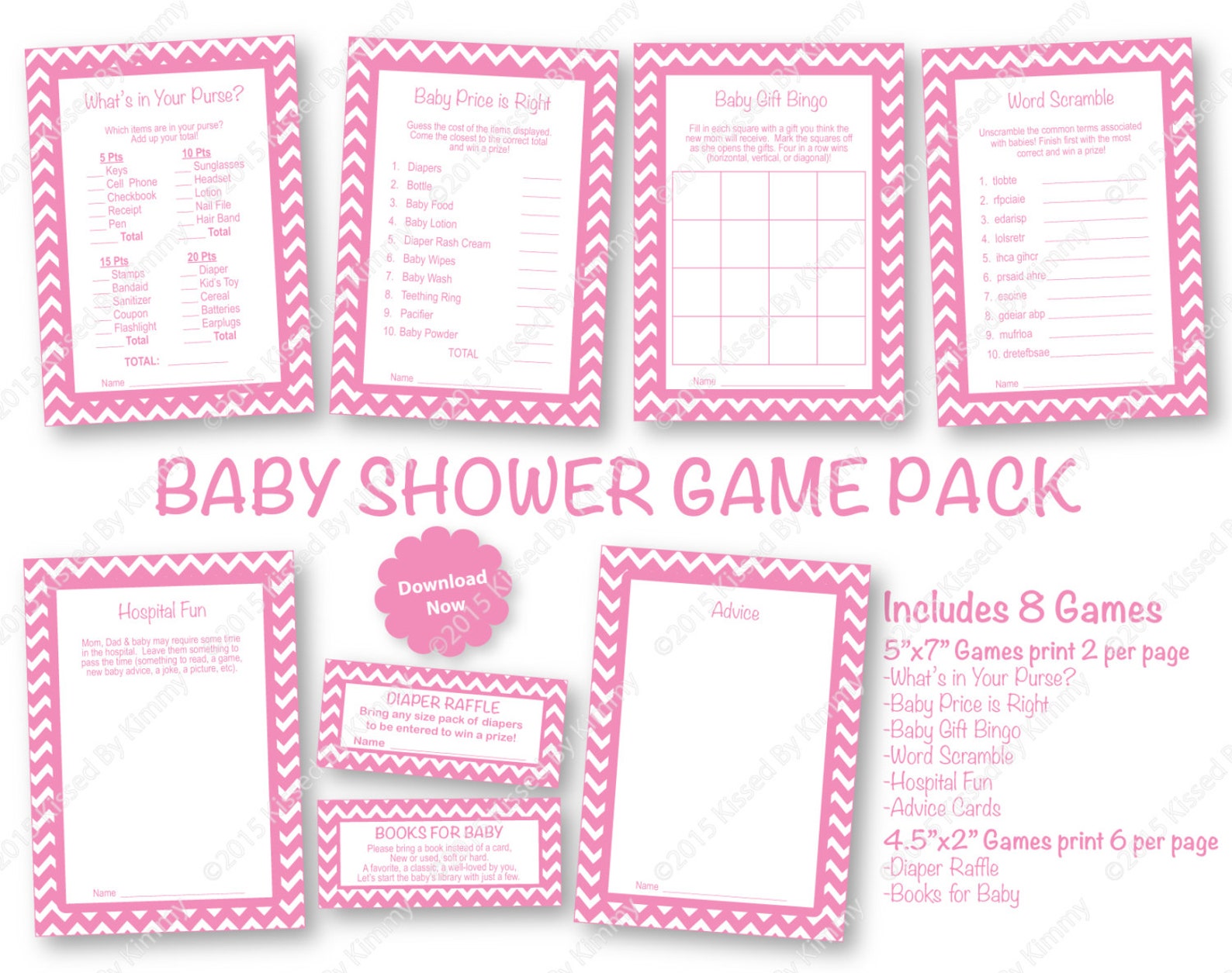 Pink Baby Shower Game Pack PRINTABLE Girl Baby Shower Games - Etsy