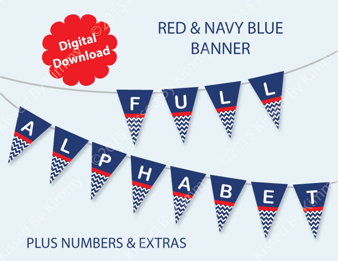 Blue Red Baby Shower Banner - Baby Name Banner - Printable FULL ...