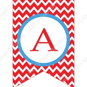 40% off SALE- Red and Blue FULL ALPHABET (+ Numbers) Banner - Printable ...
