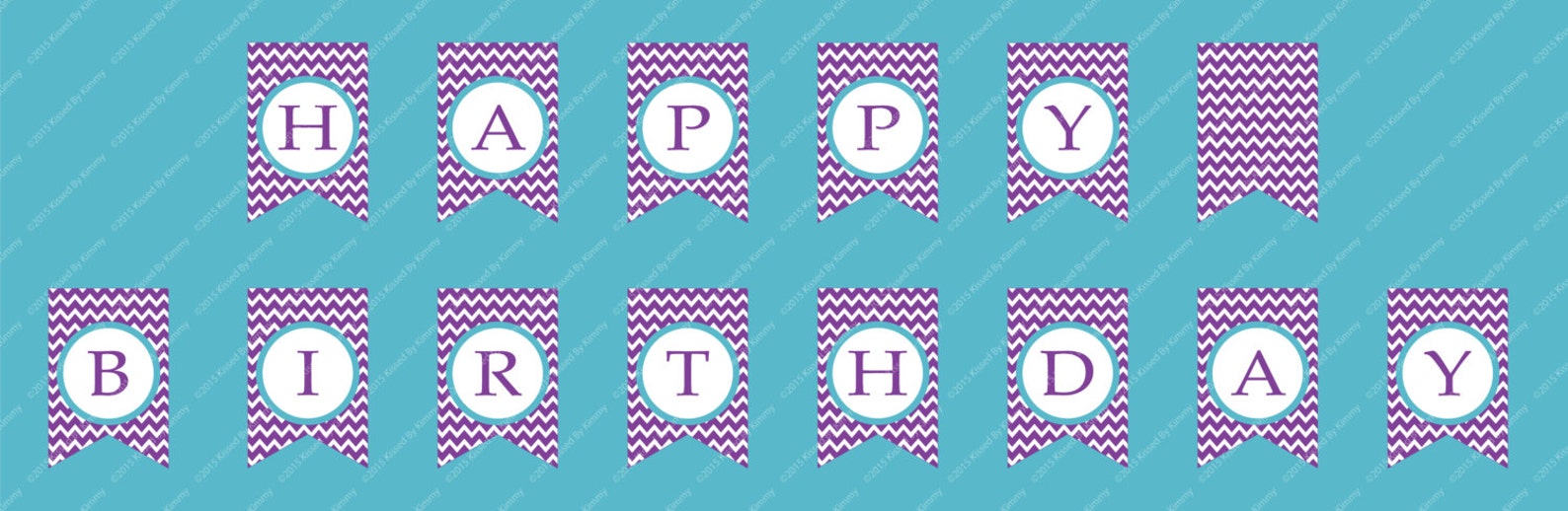 Purple & Teal HAPPY BIRTHDAY Banner - Printable Birthday Banner- Purple ...