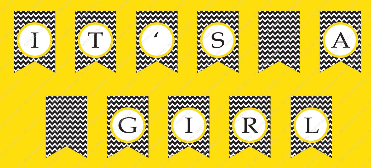 IT'S A GIRL Baby Shower Banner - Printable Baby Girl Banner - Bee Party ...