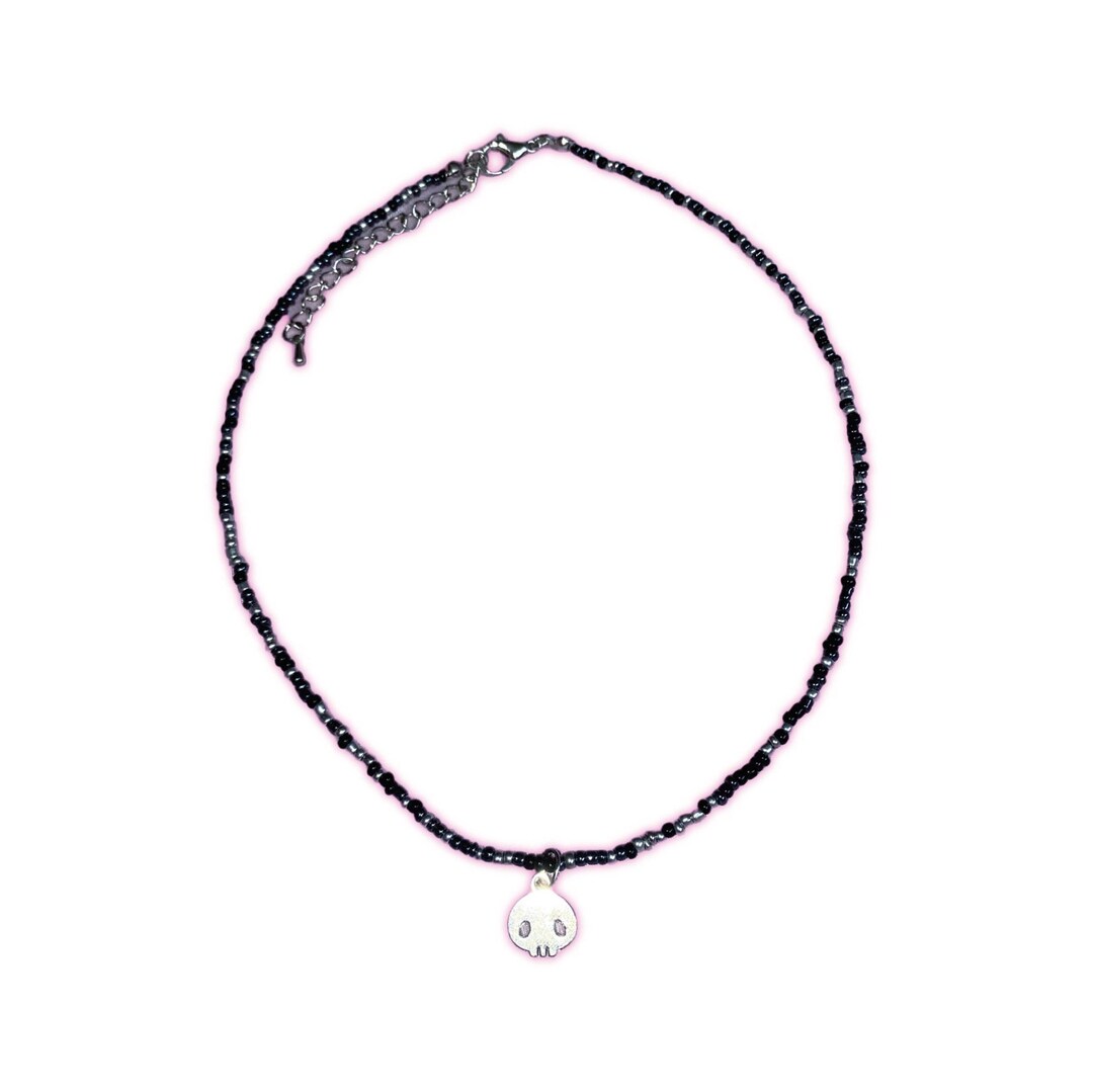 Mall Goth Skull Beaded Necklace - Etsy