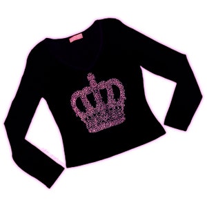 Bling Princess Long Sleeve Top Mcbling Aesthetic Pink Rhinestones Tee ...