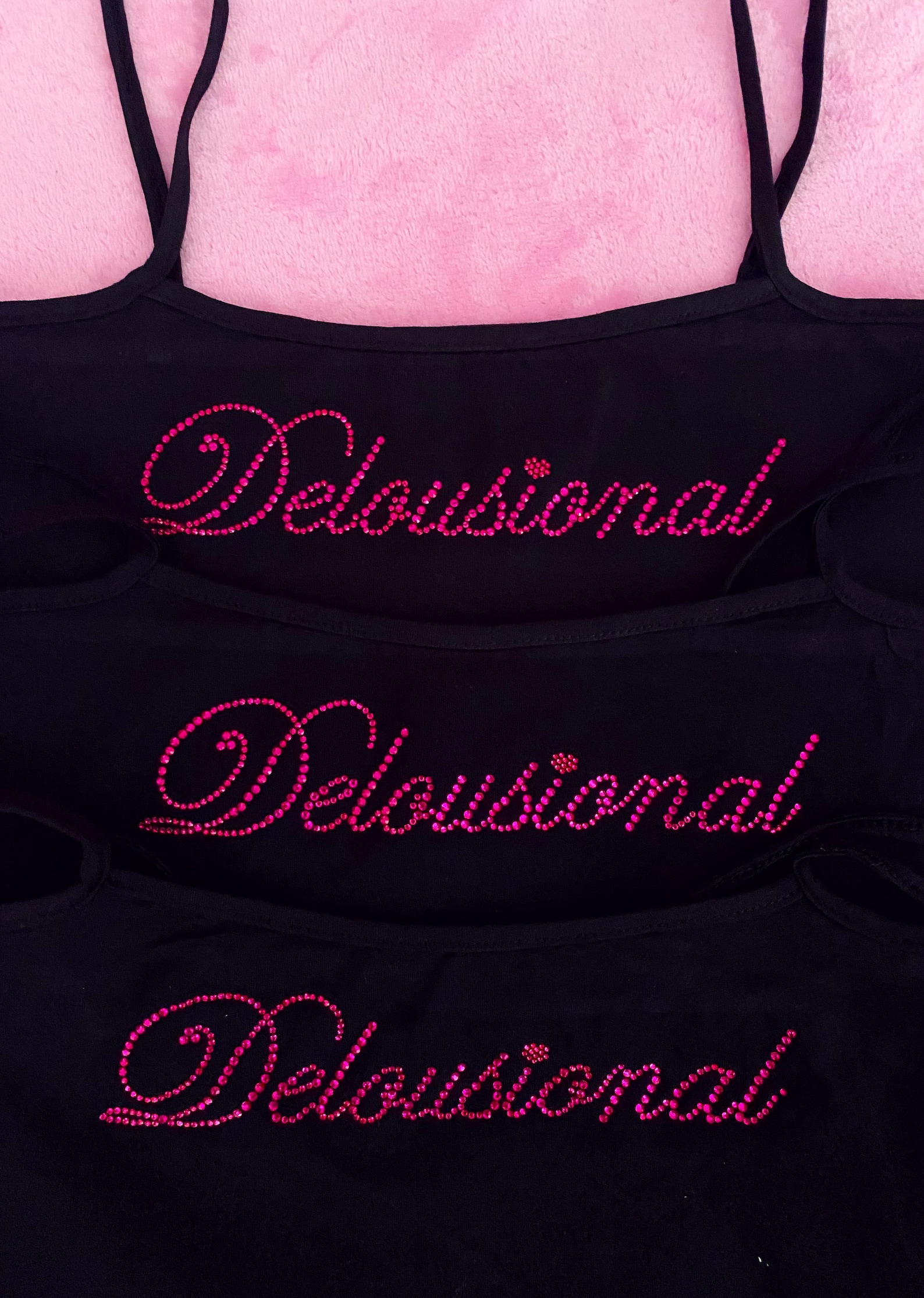 Sample Sale - Print Typo - Delusional Pink Rhinestones Cami Top ...