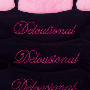 Sample Sale - Print Typo - Delusional Pink Rhinestones Cami Top ...