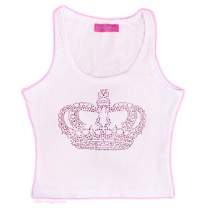 Bling Princess White Tank Top - Mcbling Aesthetic - Pink Crown ...