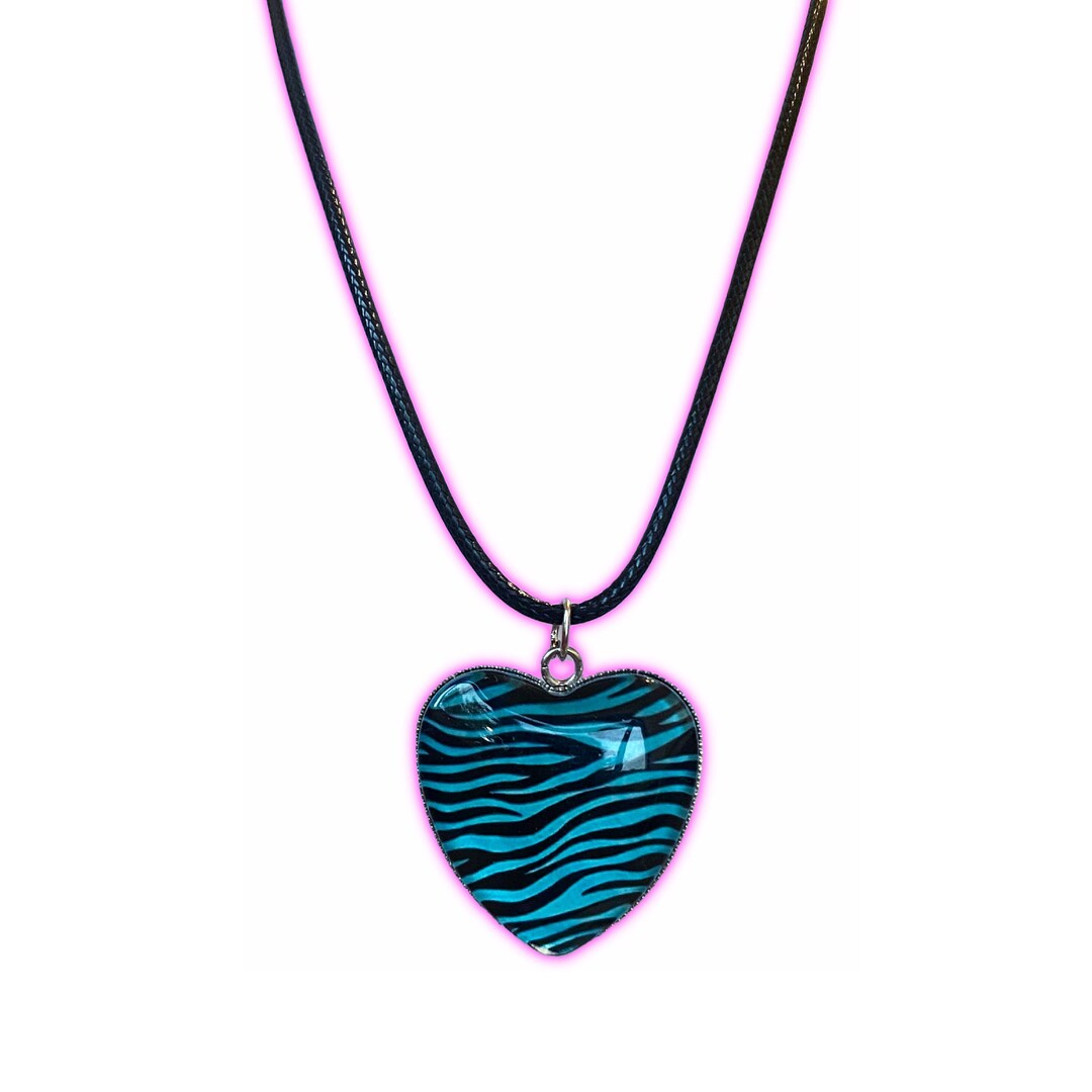 Y2K Emo Zebra Heart Necklace - Etsy