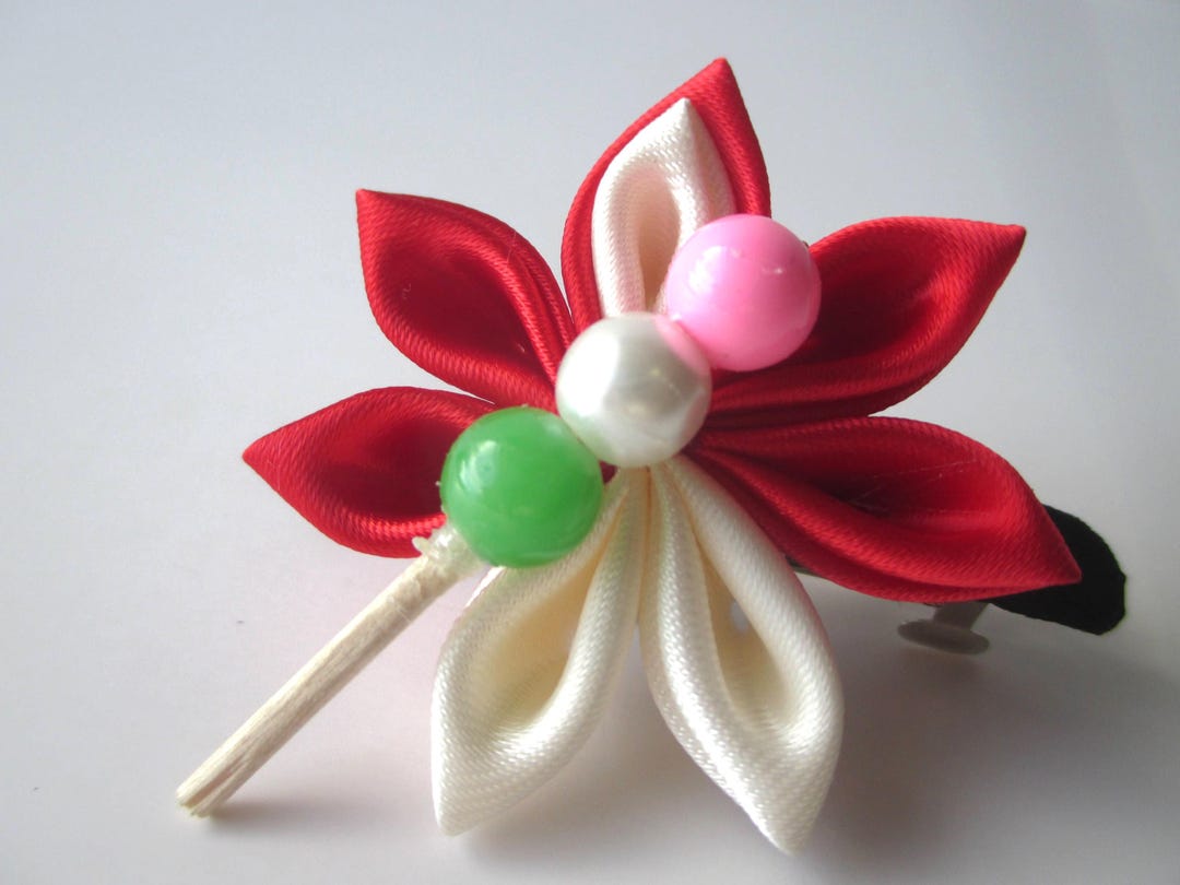 Mugen Inspired Kanzashi Flower, Handmade Japanese Fabric Flower Clip ...
