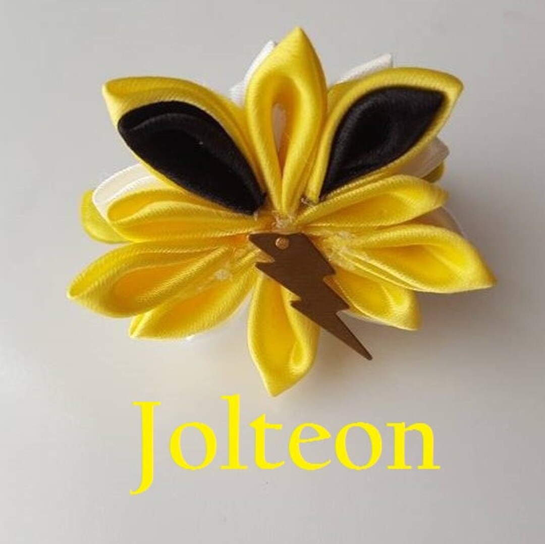 Jolteon Inspired Kanzashi Flower, Handmade Japanese Fabric Flower Hair ...