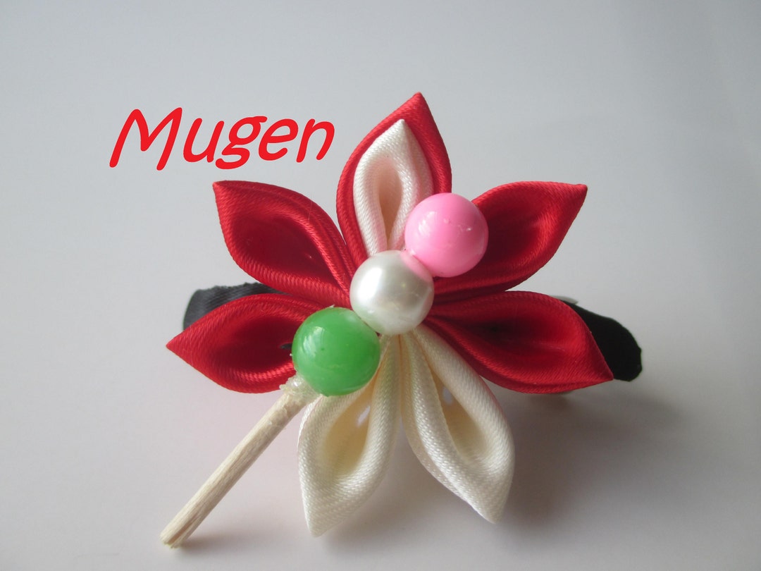 Mugen Inspired Kanzashi Flower, Handmade Japanese Fabric Flower Clip ...