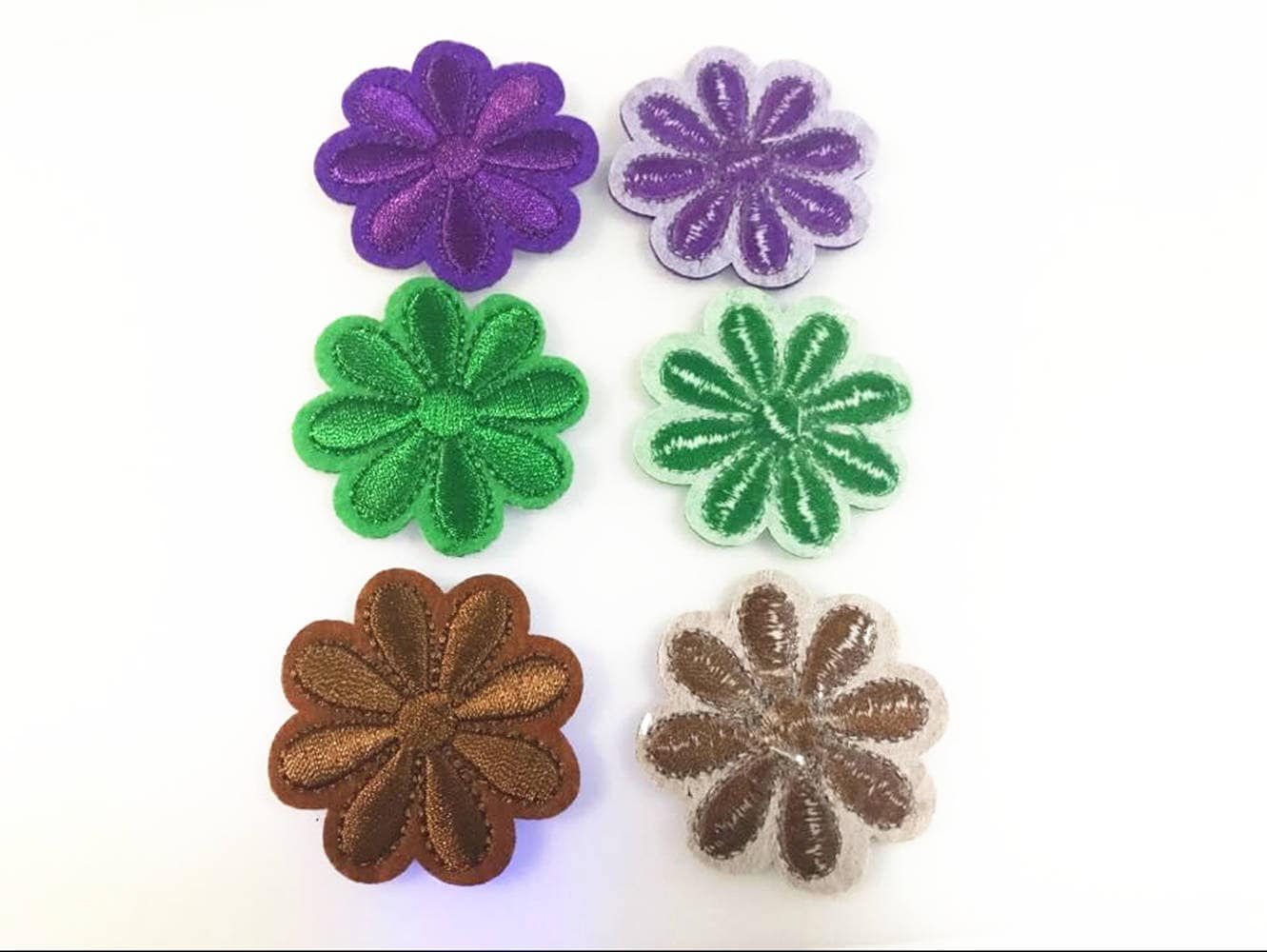 100PCS Assorted Color Small Flower Patch Sticker Embroidery Badge Iron ...