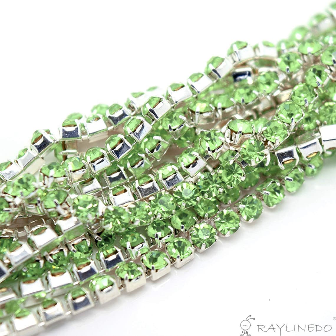 3A Class 2mm Rhinestone Diamante Silver Plated Chain 10 Yard Lenght for ...