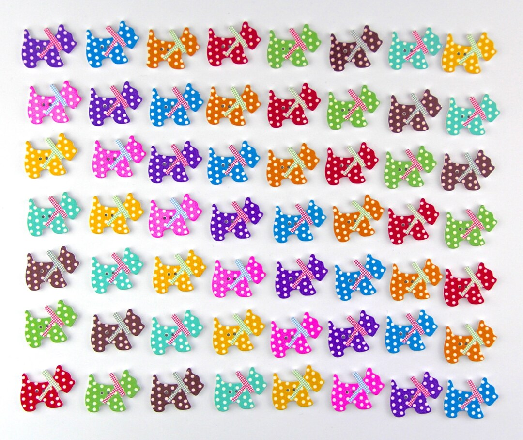 28g Dog Shaped Various Colors Mixed Wood Buttons Sewing Scrapbooking 2 ...