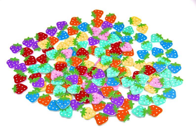 28g Strawberry Shaped Various Colors Mixed Wood Buttons Sewing - Etsy