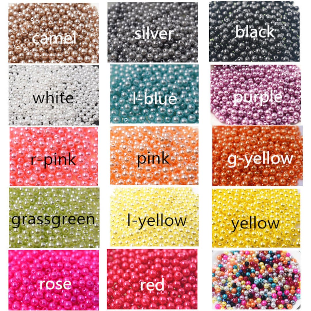 500 Pieces 6mm Round Plastic Imitation Pearl Beads DIY Jewellery Making ...