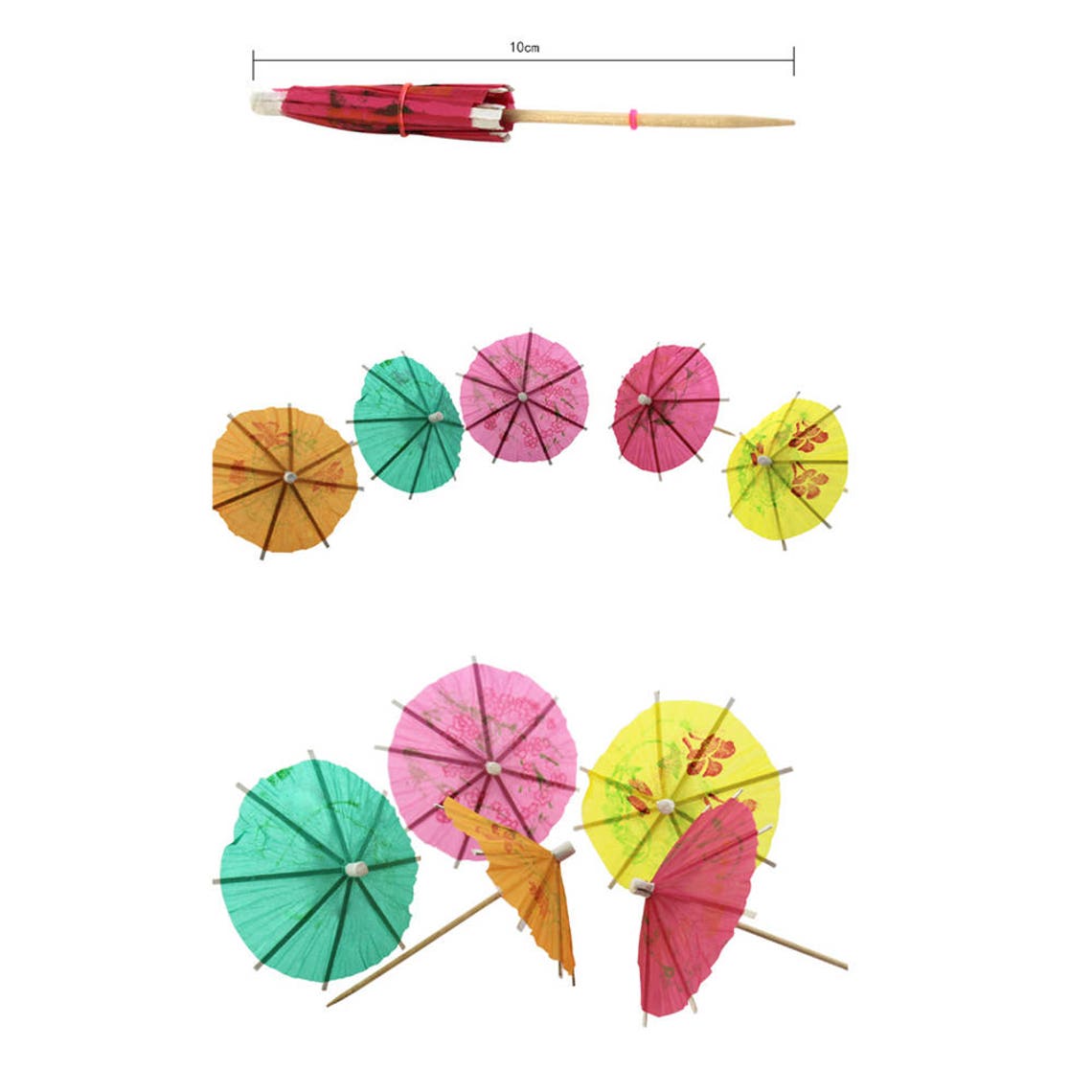 50 Mixed Paper Cocktail Umbrellas Parasols for Party Drinks Accessories ...