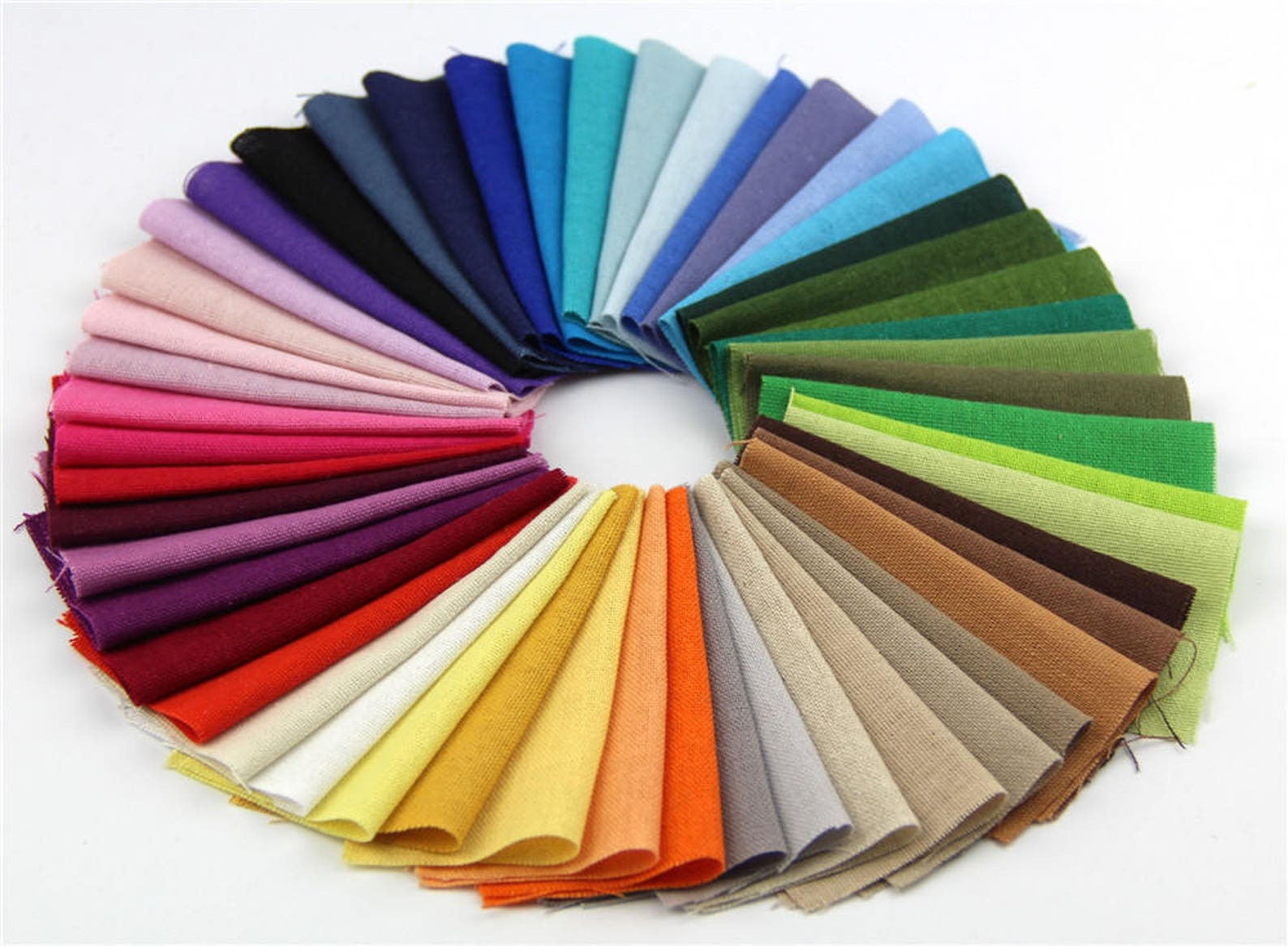15 Different Color Pieces Linen Cotton Fabric Solid Color Bundle ...